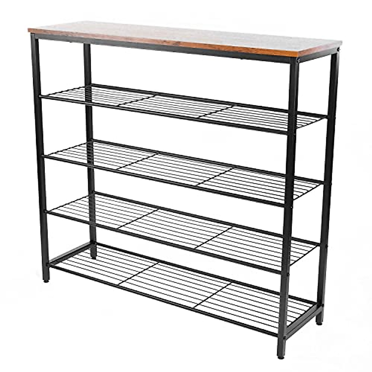 AVAFORT Four Layer Shoe Bench Freestand Rack, Metal Frame, Rustic Brown