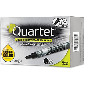 Quartet Dry Erase Markers, Whiteboard Markers, Chisel Tip, EnduraGlide, White Board Dry Erase Pens for Teachers, Home School & Office Supplies, Black, 12 Pack (5001-2M)