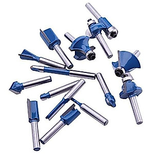 LU&MN Carbide Tipped Router Bits (15 PCS) with 1/4" Shank, Wood Milling Saw Cutter , All Purpose (Woodworking Tools for Home Improvement and DIY)