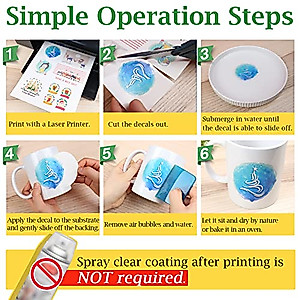 Koala Waterslide Decal Paper for Laser Printer - Clear Transparent - 25 Sheets Printable Water Slide Transfer Paper - 8.5x11 Inches