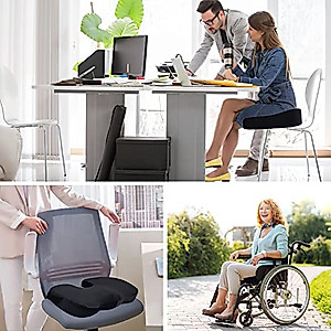 Extra Thick Coccyx Seat Cushion for Office Chair - Memory Foam Seat Cushion Pillow for Butt, Tailbone, Sciatica Pain Relief- Computer Desk Seat Cushion Pad -Soft and Firm Support
