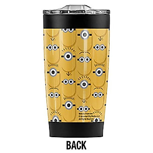 Logovision Minions OFFICIAL Bello Icons Pattern Stainless Steel 20 oz Travel Tumbler, Vacuum Insulated & Double Wall with Leakproof Sliding Lid