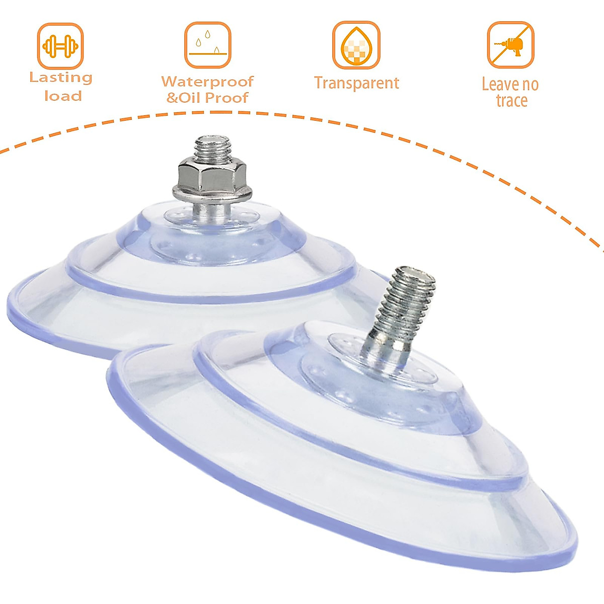 AccEncyc Upgraded Large Suction Cup with Screws 3.4"/85mm Plastic Suction Pads 4 Pack Clear PVC Sucker Pads with M8 Screw Nut Extra Strong Adhesive Glass Suction Holder