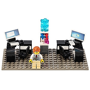 CUSTOM TOYS & HOBBIES INC Building Bricks Businessman Lawyer Full Office Setup 2 L Desks Keyboards Computers Water Cooler & Minifigure Miniature AFOL Holiday Birthday Gift for Kids