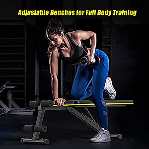 HITOSPORT Weight Bench, Adjustable Weight Bench, Strength Training Benches For Full Body Workout & Home Gym with Resistance Bands