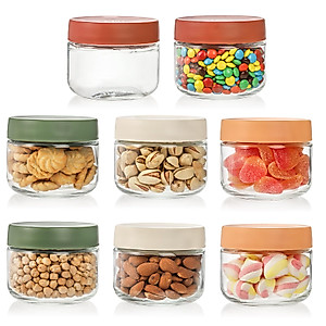 Cididu 8 Pack Glass Jar with Airtight Lid, 10 oz Overnight Oats Container, Clear Food Yogurt Container to Go, Leak Proof Glass Candy Canning Jars for Food Prep, Spice, Snacks, Jam, Beans, Kitchen