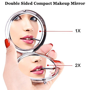 Compact Crystal Pocket Makeup Mirrors,Letter ABCD Mirrors Set Include 1 Letter Mirror 1 Letter Love Knot Bracelets for Bachelorette Party Bridesmaid Proposal Gifts ,Wedding Party Gifts. (Champagne C)