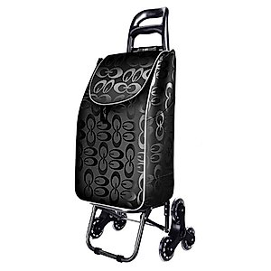Shopping Trolley on Wheels Multi Function Shopping Cart Climb Stairs Collapsible Crystal Wheel Trolley Lever Car Luggage Cart Contains Cloth Bag Storage Hand Trucks,Coffee Color ,Shopping Troll