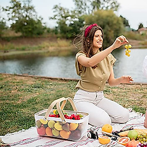 ZEAYEA Mesh Storage Basket with Handle, Garden Harvest Basket, Mesh Fruit Basket Bin for Gathering Vegetables, Multi-Functional Metal Wire Basket for Kitchen Garden Picnic Cabinet, White