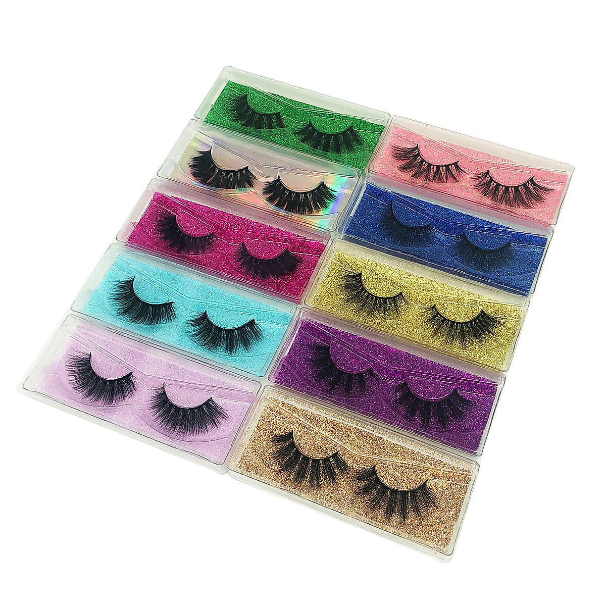 False Eyelashes MIKIWI 10 Pack Lahes, 12-20mm Wholesale 5D Fake Mink lashes, Fuffy Natural Volume eye Lashes, individual package Faux Mink EyeLashes
