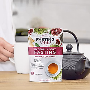 Fasting 16:8 Intermittent Fasting Individual Tea Bags - 0 Sugar - 0 Calories - Vegan - Gluten & Diary Free - 14 Count - Pantry Friendly, Brown