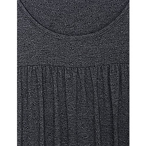 Vinmatto Women's Scoop Neck Pleated Blouse Top Tunic Shirt(3XL,Black)