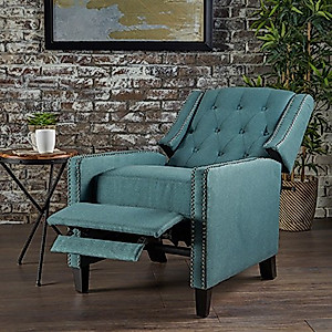 GDFStudio Izaak Tufted Back Fabric Recliner Chair (Dark Teal)
