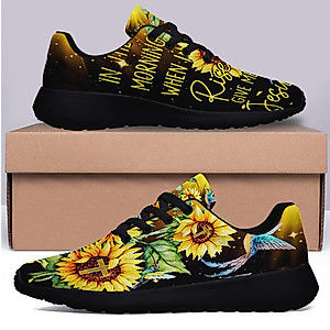 in The Morning When I Rise Give Me Cross Shoes for Men Women Running Sneakers Breathable Casual Sport Tennis Shoes Gift for Him Her Black Size 12
