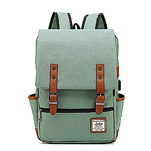 Junlion Unisex Business Laptop Backpack College Student School Bag Travel Rucksack Daypack with USB Charging Port Green