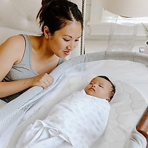 HALO DreamWeave Breathable Mesh BassiNest Mattress Replacement Pad – 100% Machine Washable Cover – Hypoallergenic, Non-Toxic Materials – 30” x 18” x 1.3”