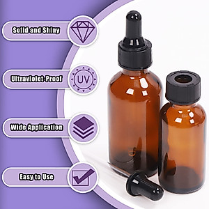 Swpeet 24Pcs 1 oz 2 oz 4 oz Amber Glass Bottles with Black Glass Dropper Assortment Kit, Eye Dropper Bottle Glass Dropper Bottle for Essential Oils, Liquids, Perfume, Leak Proof Travel