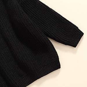 Toddler Infant Baby Girl Boy Knit Sweater Solid Color Oversized Crewneck Warm Pullover Sweatshrit Fall Winter Tops