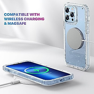 Diaclara Designed for iPhone 13 Pro Max Case [2023 New] Full Body Case with Built-in Touch Sensitive Anti-Scratch Screen Protector, Shockproof Phone Case for iPhone 13 Pro Max 6.7" (Clear Glitter)