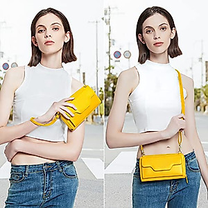 nuoku Crossbody Bags for Women, Wristlet Wallets for Women, Small Clutch Purses for Women, Cell Phone Wallet, Rfid Wallet, Yellow