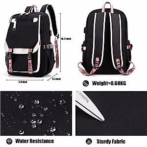 通用 BTS Backpack, Kpop Casual Backpack Black Laptop Backpack, Suitable For Students 11.8 in * 8.26 in * 17.3 in