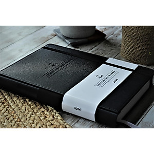 2024 Christian Daily Planner Black 7" x 10" Monthly and Weekly Planner, Journal & Church Companion w/ Metal Pen, No Bleed Paper, Scripture & More!