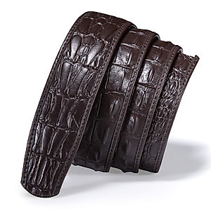 Barry.Wang Leather Ratchet Belt Men Brown Crocodile Belts Gold Designer Automatic Buckle Gift Box