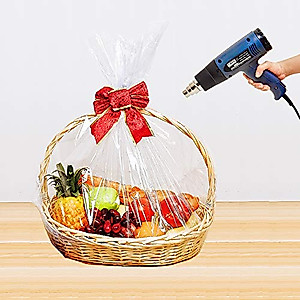 LazyMe Clear Basket Cellophane Shrink Bags, 24x30 inch, Shrink Wrap Bags Large, Clear, 20pcs