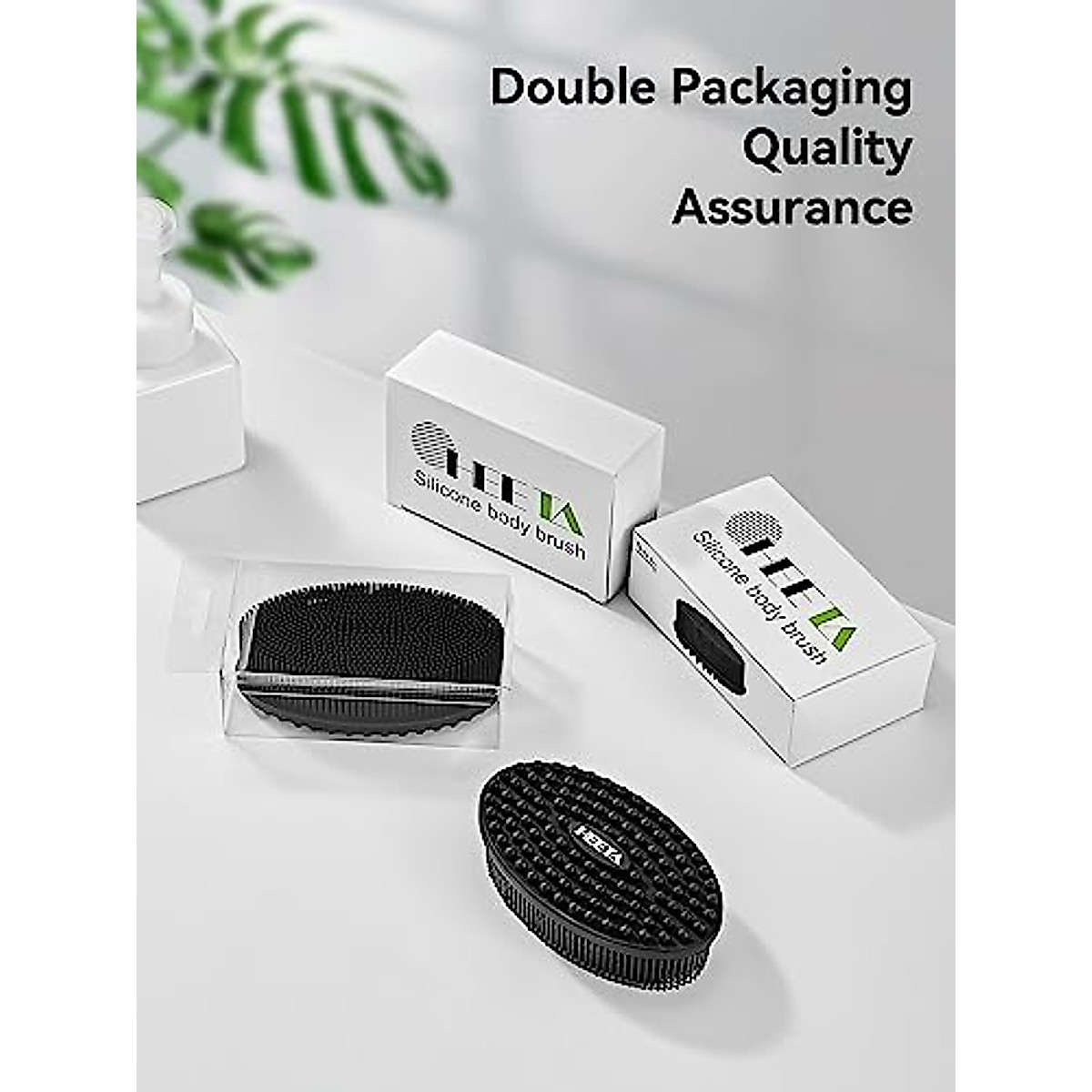 HEETA 2 Pack Silicone Body Scrubber, Gentle Exfoliating Body Scrubber, Shower Scrubber Silicone Loofah Brush, Easy to Clean, Gentle Massage with Body Brush for Kids Women Men All Kinds of Skin