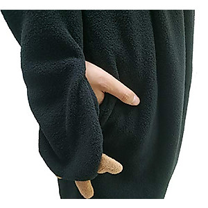 dressfan Animal Onesie Bear Onesie Cosplay Costume with Paw glove black white (S(59"-63"), Black)