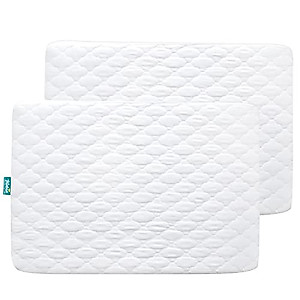 2 Pack Waterproof Sheet for Pack n Play Quilted and Pack and Play Mattress Topper 38" x 26" for Baby Playard, White