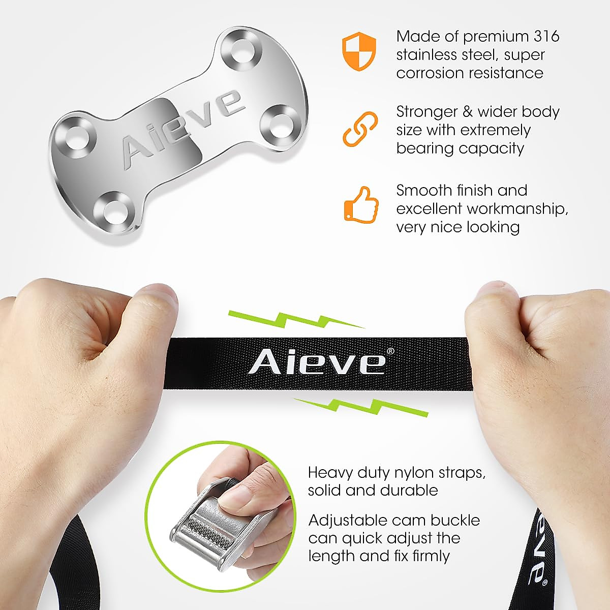Aieve Cooler Tie Down Straps Kit - Ice Chest Lock Bracket - Cooler Accessories Secure for YETI Cooler RTIC Coolers
