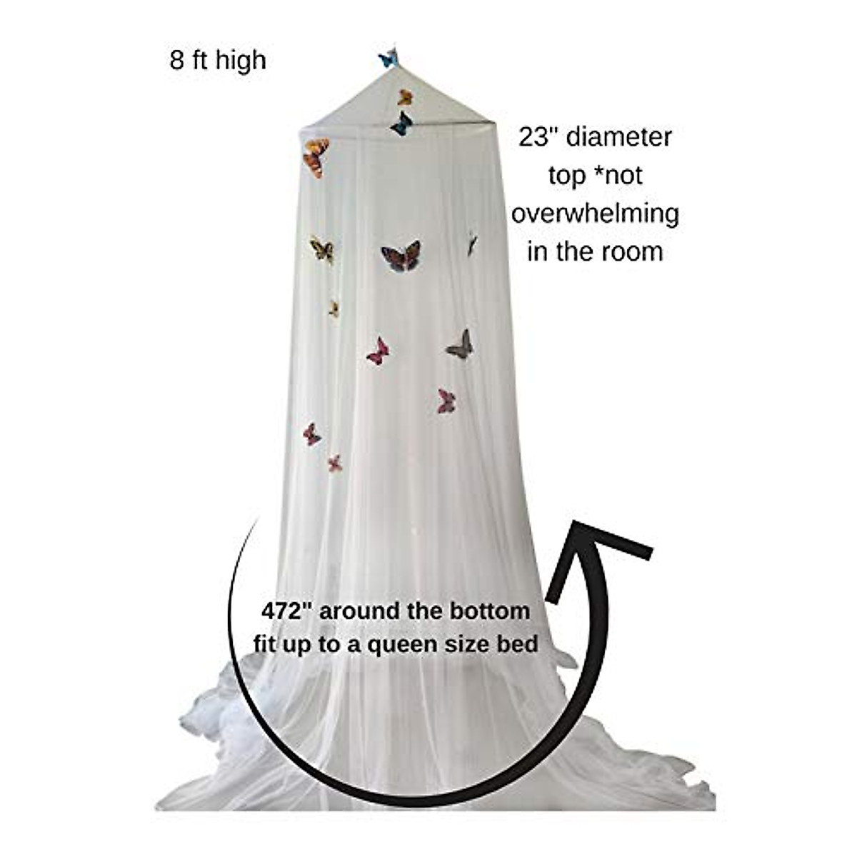 Dream Tada Cinderella Room Decorations, Girl's Bed Canopy - Kid's Glow in The Dark Butterflies Netting, Fit Twin Full Queen, DIY Kit Make a Wish As You Place Each Butterfly