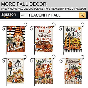 Teacenity Fall Outdoor Decorations, Hello Fall Garden Flag 12x18 Inch, Pumpkin Gnome Fall Decorations for Home, Seasonal Farmhouse Fall Outdoor Decorations…