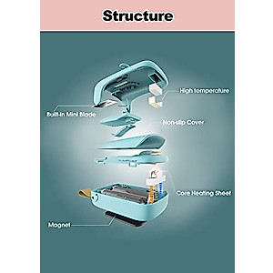 NOBVEQ Mini Bag Sealer, Handheld Heat Vacuum Sealer, Cutter with Lanyard and 2 in 1 Heat Sealer, Portable Bag Resealer Machine for Plastic Bags Food Storage Snacks Freshness - LakeBlue