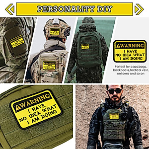 XMJY Funny Hook and Loop Patch - Warning I Have No Idea What I Am Doing, 1 Pc Embroidered Patches for Tactical Backpack, Dog Harnesses, Army Vests, Jackets, Jeans, Hats, Helmets