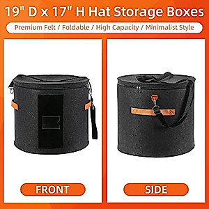 Large Hat Storage Box 19'' Hat Box for Large Hats, Hat Boxes for Women Storage Large Round Hat Boxes for Men Foldable Storage Box with Lid Felt Stuffed Animal Toy Storage Bin with Lid, Dark Gray