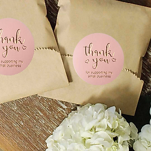 Thank You Stickers Roll,500PCS 1.5" Thank You for Supporting My Small Business Stickers,Pink Foil Thank You Label Stickers for Bubble Mailers,Envelopes,Online,Retail Store,Handmade Goods,Package,