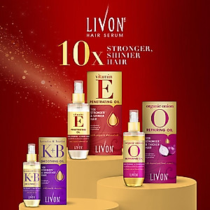 Livon Hair Serum for Men & Women | Frizz free & shinier hair | Sulphate & Paraben free| All Hair Types | Lightweight & Non Greasy | Vitamin E Serum Oil | Enriched with Argan & Almond Oil | 3.3 Fl.oz