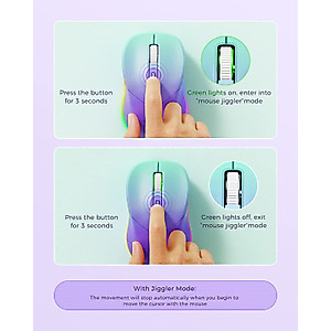 Wireless Mouse, Jiggler Mouse for Laptop - LED Mouse Rechargeable Computer Mice Mouse Mover Undetectable Random Movement with On/Off Button Keeps Computer Awake - Gradient Purple