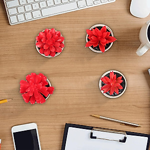 Uguisu Artificial Potted Plant, Simulated Gem Flower, Lotus Flower, Artificial Succulent Plant, Small Artificial Plant, Artificial Fake Plant, Office Home Wall Decoration (4/Red)