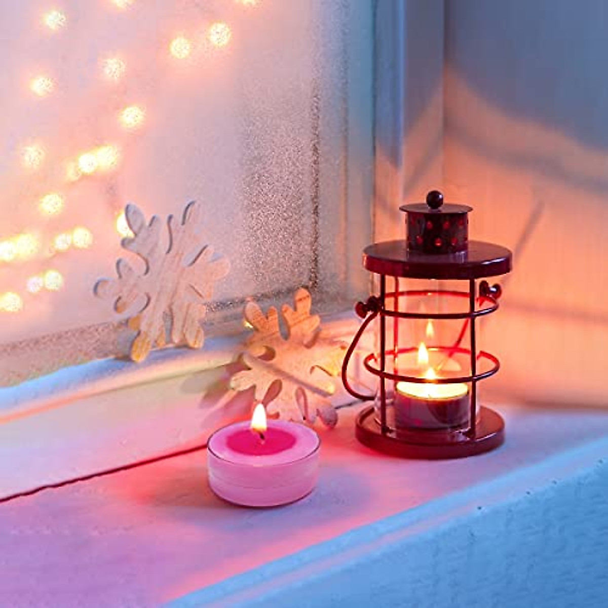 Soyyla Lilac Tealights Candles, 12 Pack Clear Cups Soy Candles Long Lasting Tea Lights for Weddings Birthday Festival Celebration Party Candle Gardens