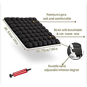 SUNFICON Air Cushion Inflatable Chair Air Seat Cushion Car Portable Breathable Comfort Cushion Office Wheelchair Pad Orthopedics Pain Pressure Relief Cushion Camping Seat Mat 18 x 16 x1 in Black