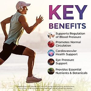 ULTALIFE Blood Pressure Supplements - Advanced Blood Pressure Supplement Complex - Hawthorn Berry, Hibiscus, Garlic, Forskolin - 14 Vitamins & Herbs, 30 Day Supply in Veggie Capsules