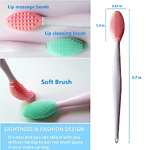 Lip Brush Tool,Double-Sided-Silicone Lip Scrub Brush Silicone Lip Brush Exfoliating for for Men Women(4 Colors,4 PCS)