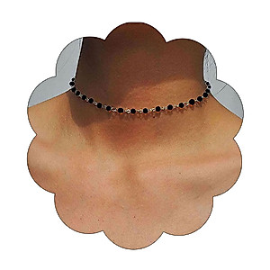 Yalice Beaded Choker Necklace Dainty Opal Birthstone Chokers Necklaces Jewelry for Women (Silver-Black-1)