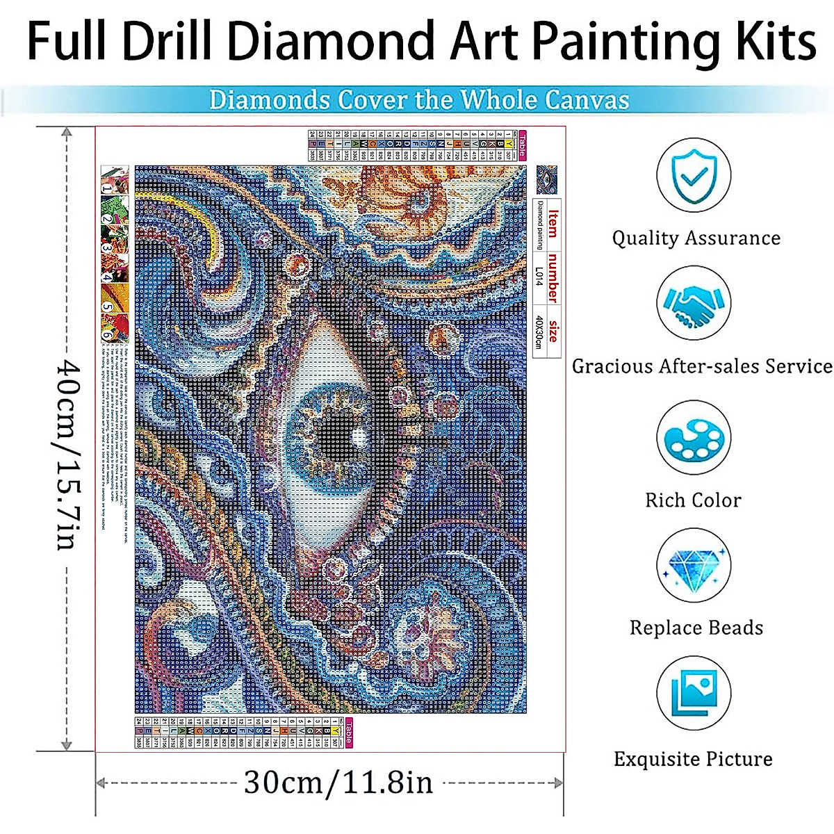 GemZono Mandala diamond painting Diamond Painting Kits for Adults Beginners 5D Paint with Mandala Eye Diamond Full Drill for Parents for Home Wall Decor(12x16inch/30×40cm)