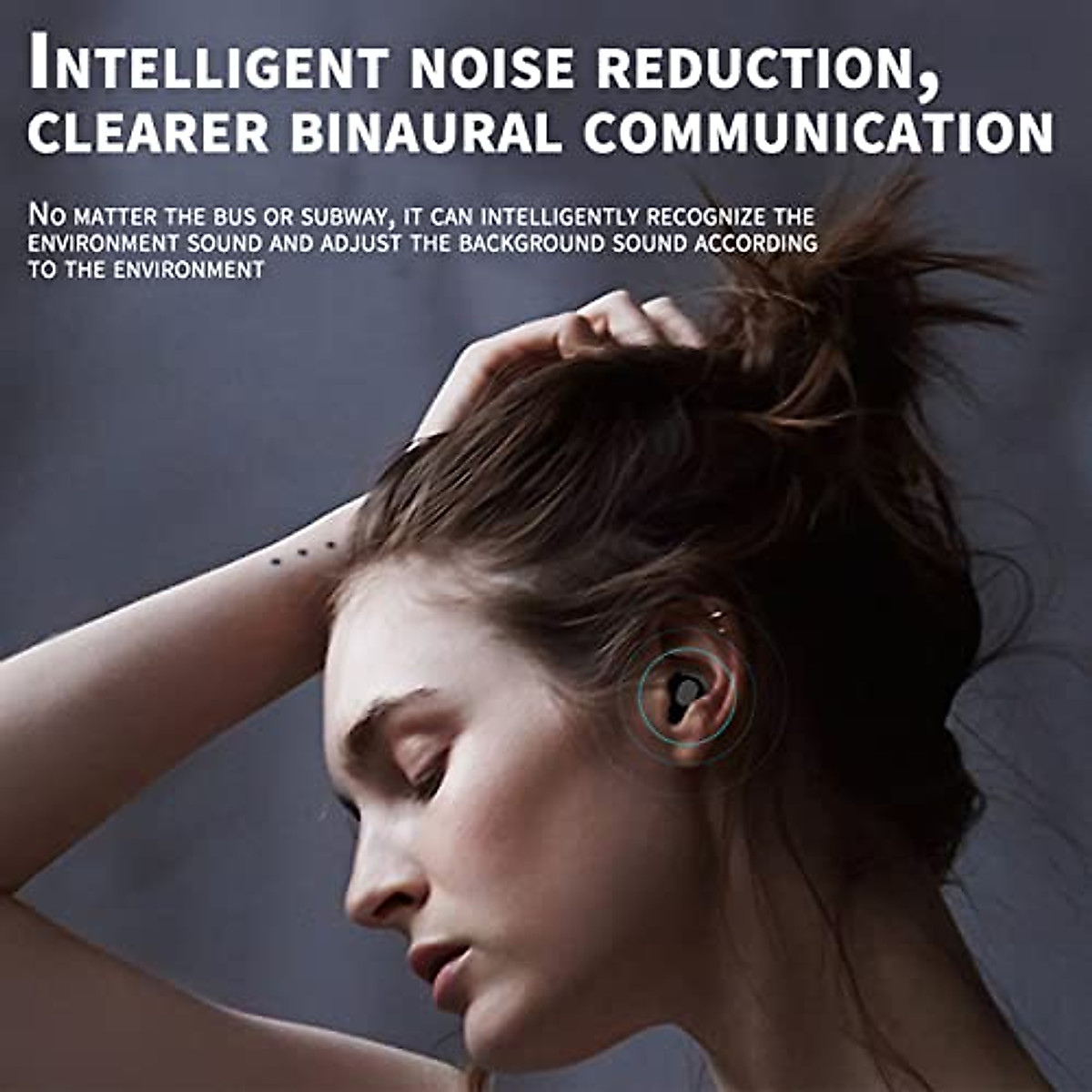 Bluetooth 5.0 Wireless Earbuds with 300mAh Charging Case Light-Weigh Mini Headphones in Ear Built in Mic Headset Deep Bass, IPX5 Waterproof for Sport Working