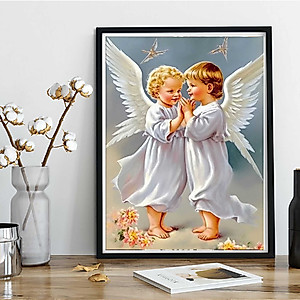 Kaliosy 5D Diamond Art Kits for Adults Child by Number Kits, Diamond Painting Art Angel DIY Full Drill Crystal Craft Cross Stitch Embroidery Decoration 30x40 cm