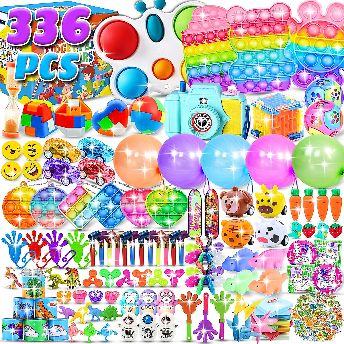Daopai 336 pcs Party Favors for Kids 8-12, Fidget Toys Bulk,Goodie Bag Stuffers for Kids Birthday Gifts,Treasure Box Toys for Classroom Prize for Kids ,Carnival Prizes